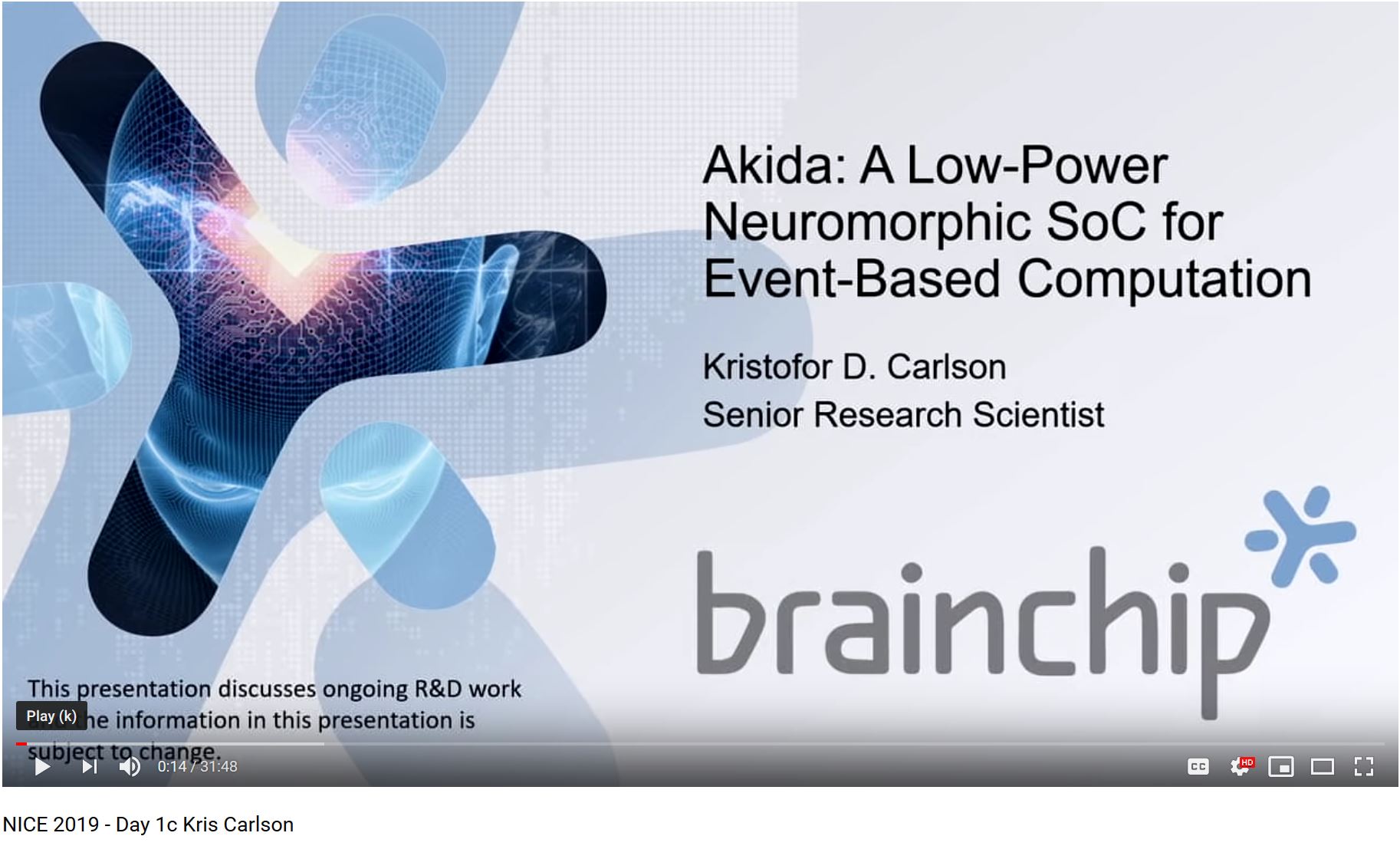 BrainChip at Neuro-Inspired Computational Elements Workshop